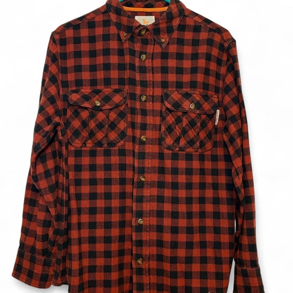 Field & Stream | Shirts | Vintage Field Stream Orangeblack Plaid ...